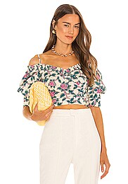 Diane von Furstenberg Jana Top in Tulle Flower Medium Green | REVOLVE