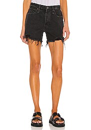 Free People Crvy Vintage High Rise Short in Solid Black | REVOLVE