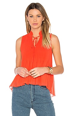 DEREK LAM 10 CROSBY Pleated Top in Bright Coral | REVOLVE