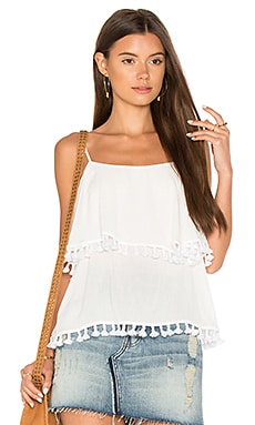 1. STATE Spaghetti Strap Pop Over Top With Tassels in Cloud | REVOLVE
