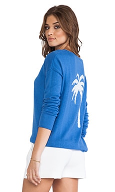 360CASHMERE Palmy Palm Tree Sweater in Periwinkle & White Palm | REVOLVE