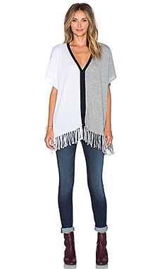 525 America Fringe Colorblock Poncho Top in Bleach White in Bleach ...