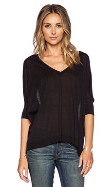 525 America V Neck Boxy Top in Black | REVOLVE