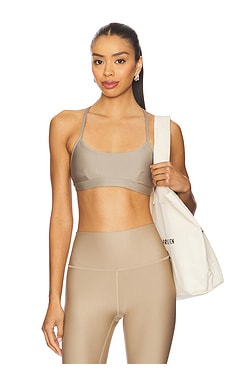 alo Airlift Intrigue Sports Bra in Gravel | REVOLVE