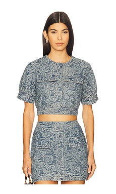 Amanda Uprichard Bello Short Sleeve Jacket in Vintage Wash | REVOLVE