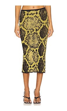 THE ATTICO Python Midi Skirt in Yellow & Black | REVOLVE