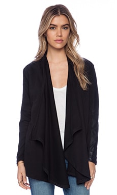 Bobi Cashmere Terry Drapey Cardigan in Black | REVOLVE