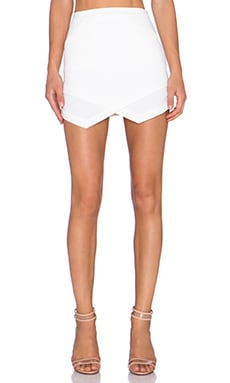 Bobi BLACK Luxe Stretch Crepe Asymmetric Skirt in White | REVOLVE