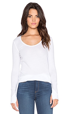 Bobi Light Weight Jersey Thumbhole Long Sleeve Tee in White | REVOLVE
