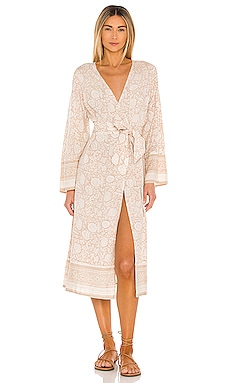 Cleobella Garnet Midi Kimono in Tonal Block Print | REVOLVE