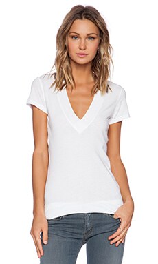Daftbird Contrast Deep V Tee in White | REVOLVE