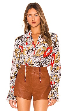 Diane von Furstenberg Jana Top in Tulle Flower Medium Green | REVOLVE