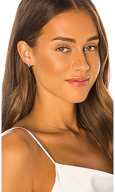 EF COLLECTION Mini White Diamond Bezel Huggie Earrings in Gold | REVOLVE