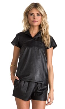 Elliott Label Lala Leather Hoodie in Black | REVOLVE