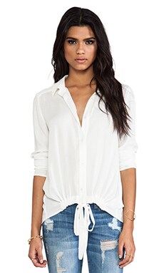 Ella Moss Stella Tie Front Blouse in Natural | REVOLVE