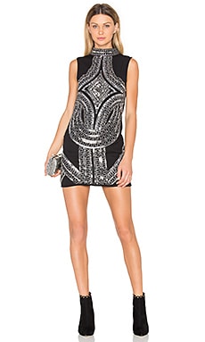 Endless Rose High Neck Embellished Mini Dress in Black Combo | REVOLVE