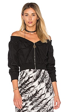 Fallon Raven Off the Shoulder Wrap Bomber in Black | REVOLVE