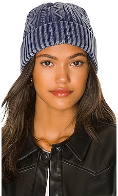 Free People Stormi Washed Cable Beanie in Navy | REVOLVE