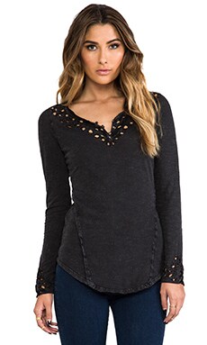 Free People Blue Luna Long Sleeve Top in Washed Black | REVOLVE