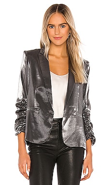 Generation Love Fabien Satin Blazer in Gunmetal | REVOLVE