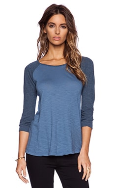 MONROW Heritage Long Sleeve Rock Tee in Jean Blue | REVOLVE