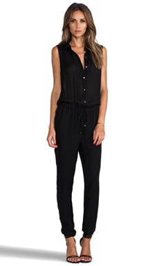 Haute Hippie Button Down Muscle Onesie in Black | REVOLVE