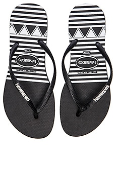 Havaianas Slim Logo Stripes Flip Flop in Black | REVOLVE