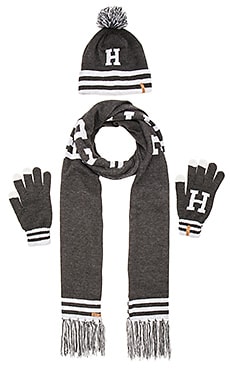 HUF Collegiate H Gift Set in Charcoal | REVOLVE