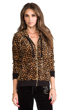 Juicy Couture Casual Leopard Velour Relaxed Hoodie in Ginger Leopard ...