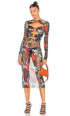Kim Shui Cut Out Dress in Tropical Print | REVOLVE
