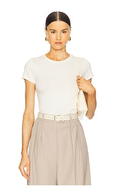 L'AGENCE Ressi Crew Neck Short Sleeve Tee in Vintage White | REVOLVE