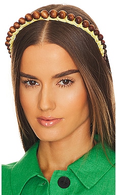 Lele Sadoughi Graduated Bead Headband in Pale Sunshine | REVOLVE