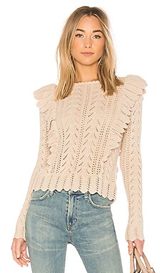LoveShackFancy Ruffle Pullover Sweater in Oatmeal | REVOLVE