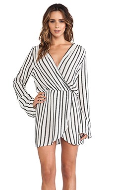 LIV Bell Sleeve Tunic Dress in Black & White Stripe | REVOLVE