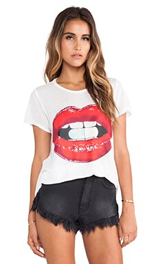 Lauren Moshi Edda Pill Lip Tee in White | REVOLVE