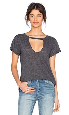LNA Short Sleeve Cut Out V Neck Tee in Granite | REVOLVE