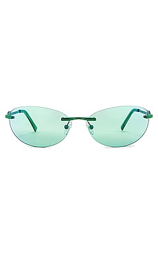 Le Specs Slinky Sunglasses in Green Chrome | REVOLVE