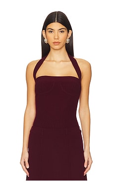 Lisa Yang Liana Top in Burgundy in Deep Plum | REVOLVE