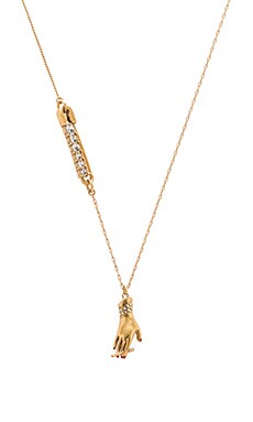 Marc Jacobs Charms Hand Pendant Necklace in Antique Gold | REVOLVE