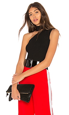 Marled x Olivia Culpo Ribbed Mockneck Top in Solid Black | REVOLVE