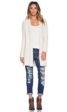 MERRITT CHARLES Ryder English Rib Cardigan in Ivory | REVOLVE