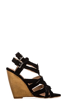MADISON HARDING Veronique Wedge en Black Suede | REVOLVE