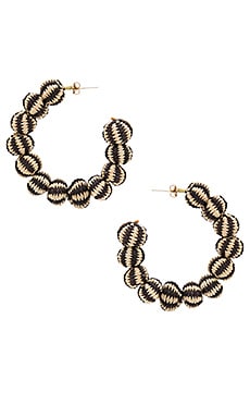 Mercedes Salazar Candonga Hoop Earrings in Black and Beige | REVOLVE