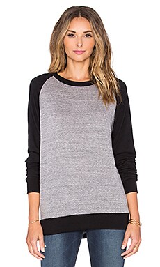 Nation Los Angeles Colorblocked Raglan Tee in Heather Grey & Black ...