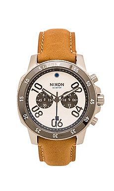 Nixon Ranger Chrono Leather in Silver & Saddle | REVOLVE