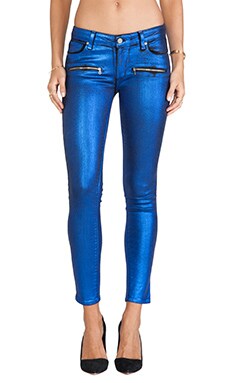 PAIGE Denim Indio Zip Ultra Skinny in Blue Galaxy Coating | REVOLVE