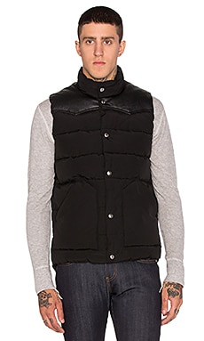 Penfield Pelam Leather Yoke Down Vest in Black | REVOLVE