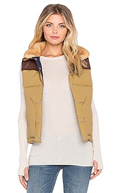 Penfield Rockwool Leather Yoke Down Vest in Tan | REVOLVE