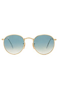 Ray-Ban Round Metal in Gold & Light Blue Gradient | REVOLVE