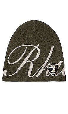 Rhude x Automobili Lamborghini Script Knit Beanie in Olive & Ivory ...